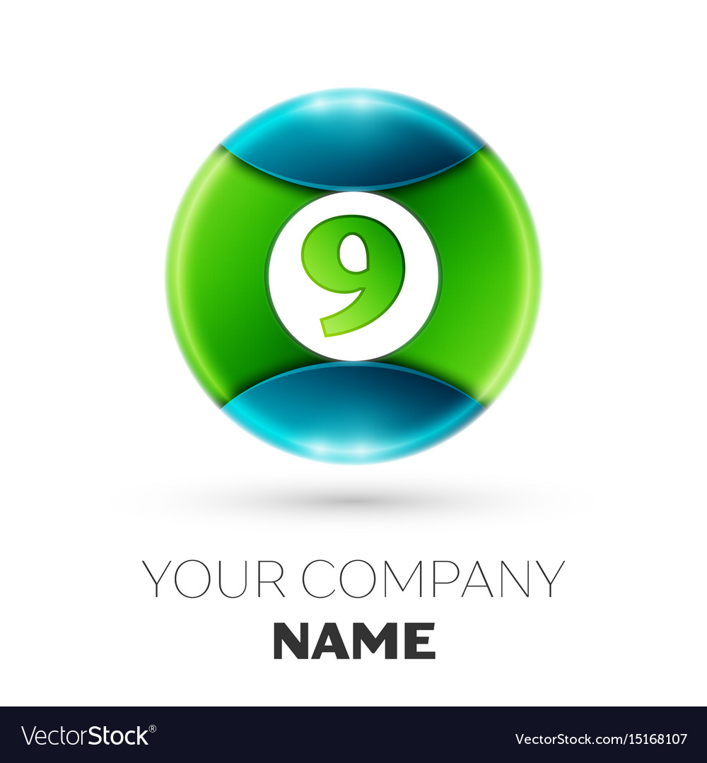 Realistic number nine symbol in colorful circle Vector Image