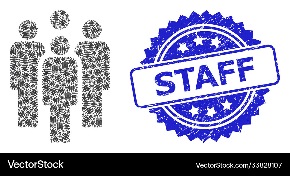 Rubber staff seal stamp and recursive staff icon Vector Image