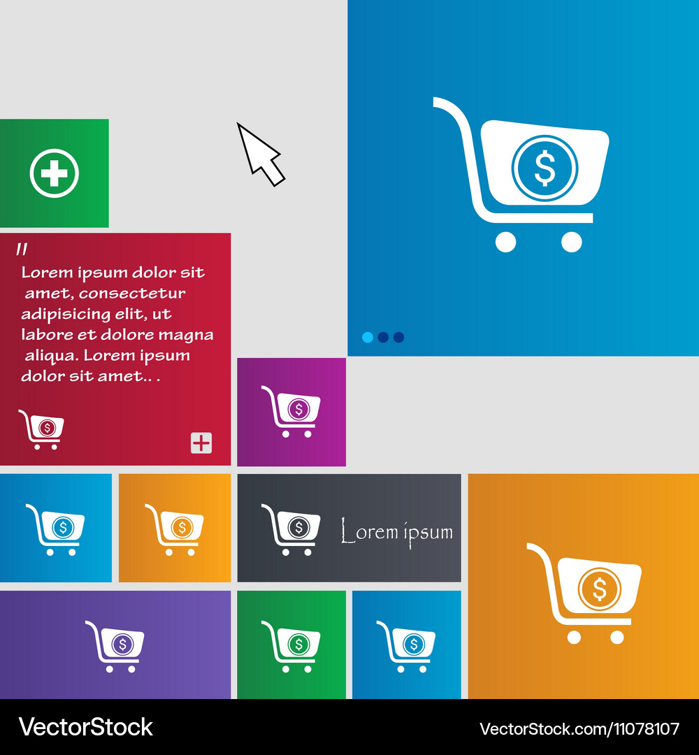 Shopping cart icon sign buttons modern interface Vector Image