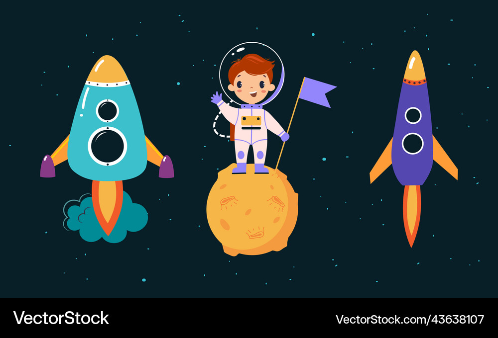 Space exploration and adventures boy astronaut Vector Image