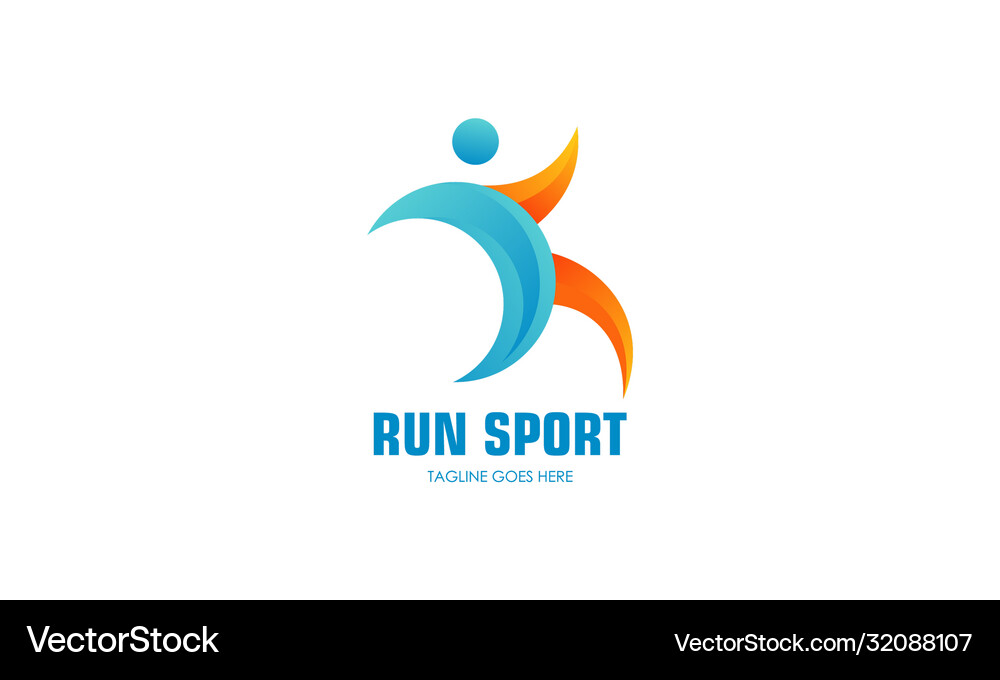 Sport logo running with abstract shapes Royalty Free Vector