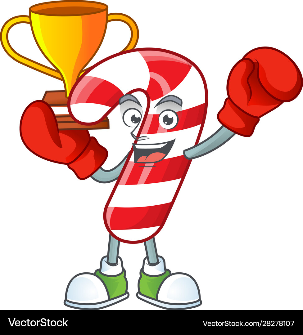 Super cool boxing winner christmas candy cane Vector Image