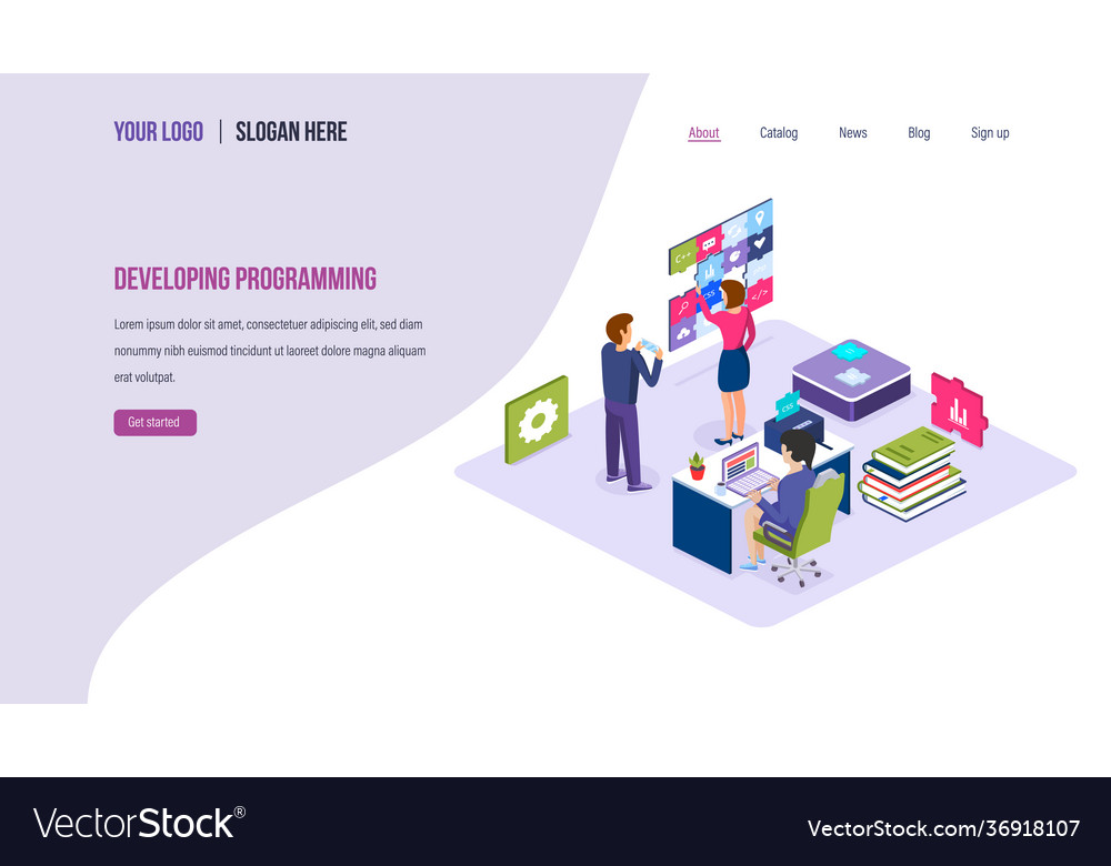 Technology process software development seo Vector Image