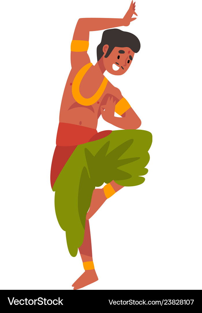 Young indian man performing folk dance Royalty Free Vector