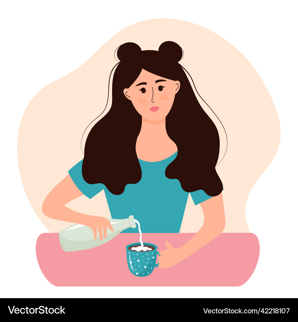 Young woman is having breakfast Royalty Free Vector Image