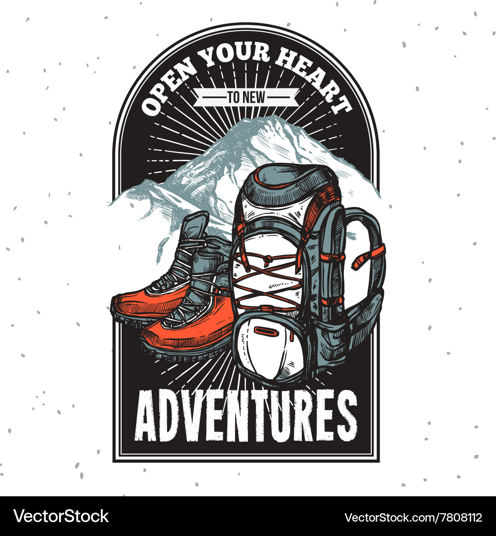 Adventure lettering emblem print Royalty Free Vector Image