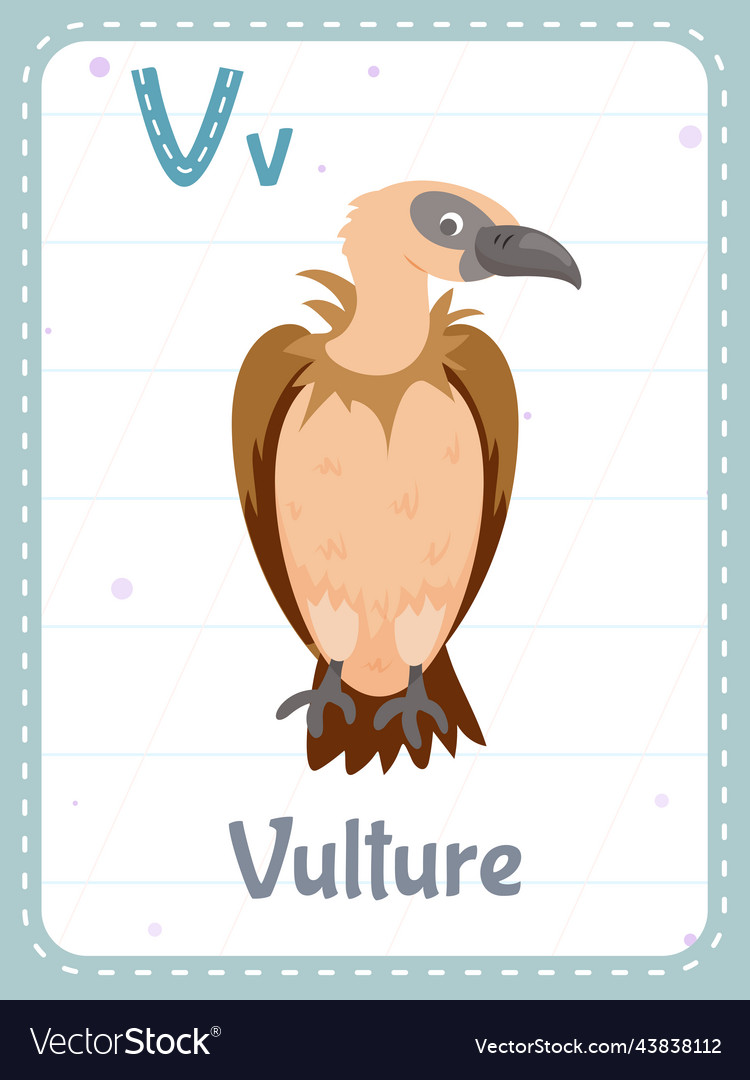 Alphabet printable flashcard with letter v Vector Image