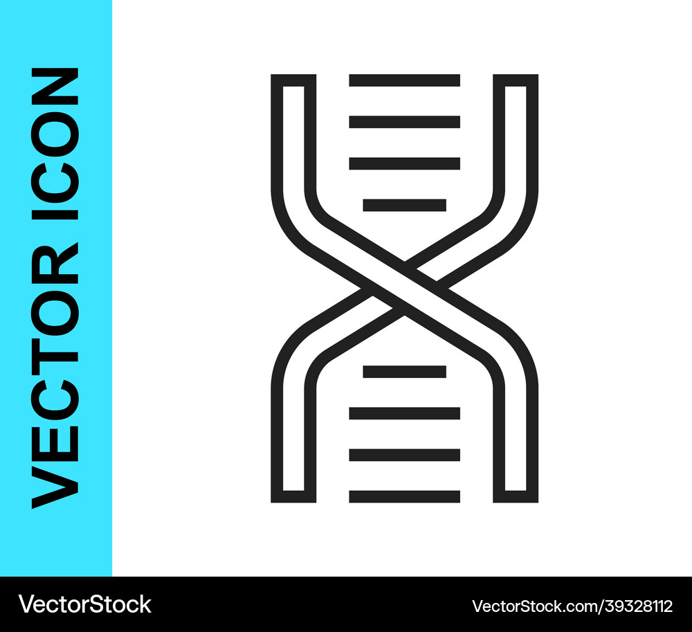 Black line dna symbol icon isolated on white Vector Image