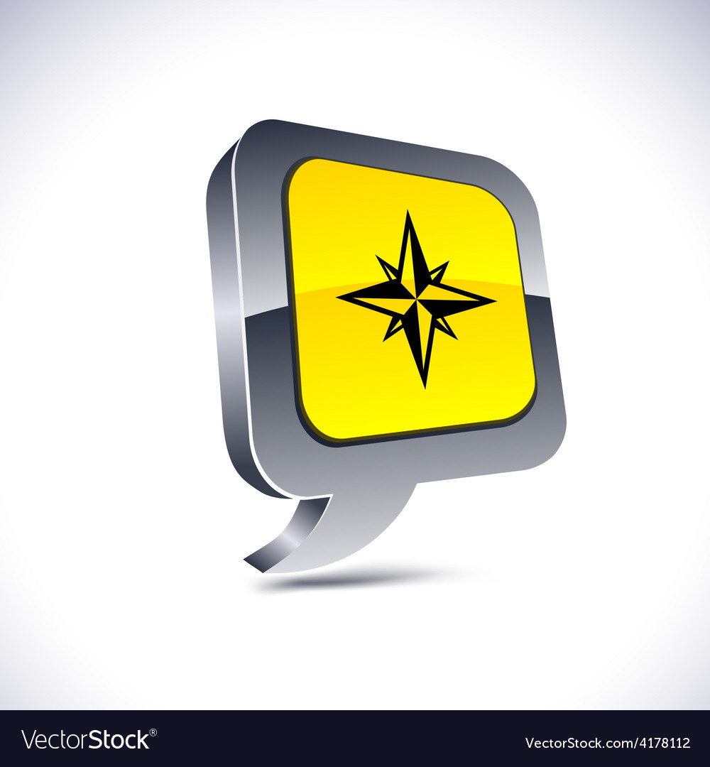 Compass 3d balloon button Royalty Free Vector Image
