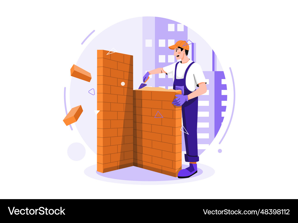 Construction workers building the wall Royalty Free Vector