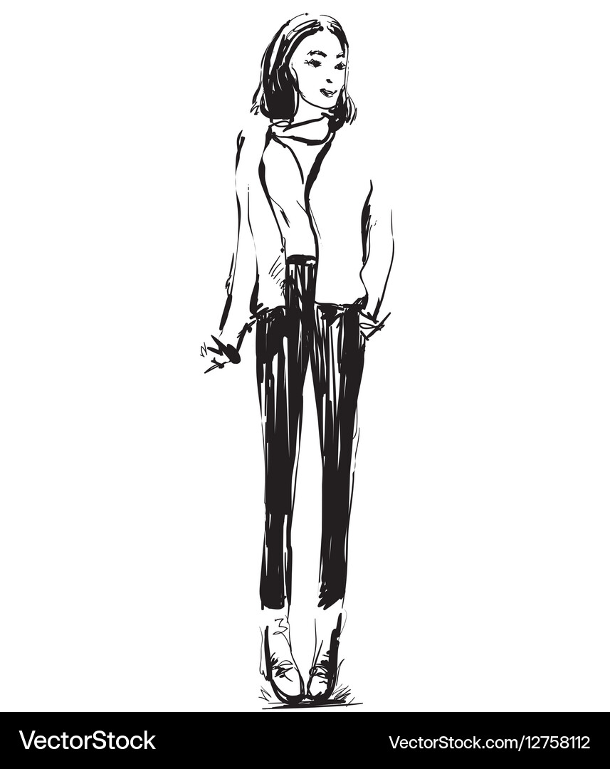 Fashion models sketch Royalty Free Vector Image