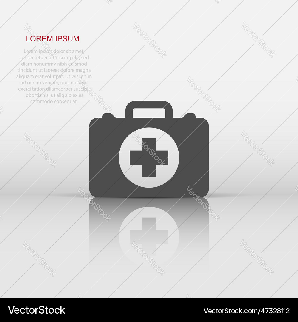 First aid kit icon in flat style health help Vector Image