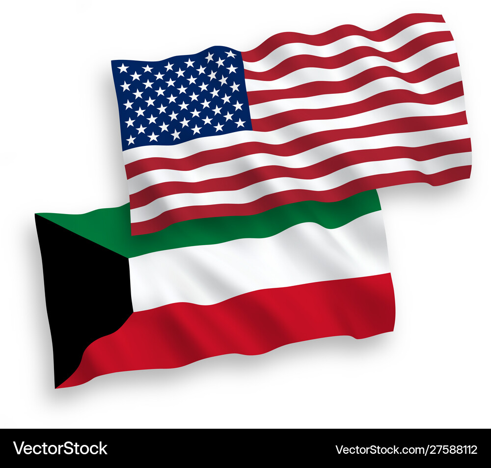 Flags kuwait and america on a white background Vector Image