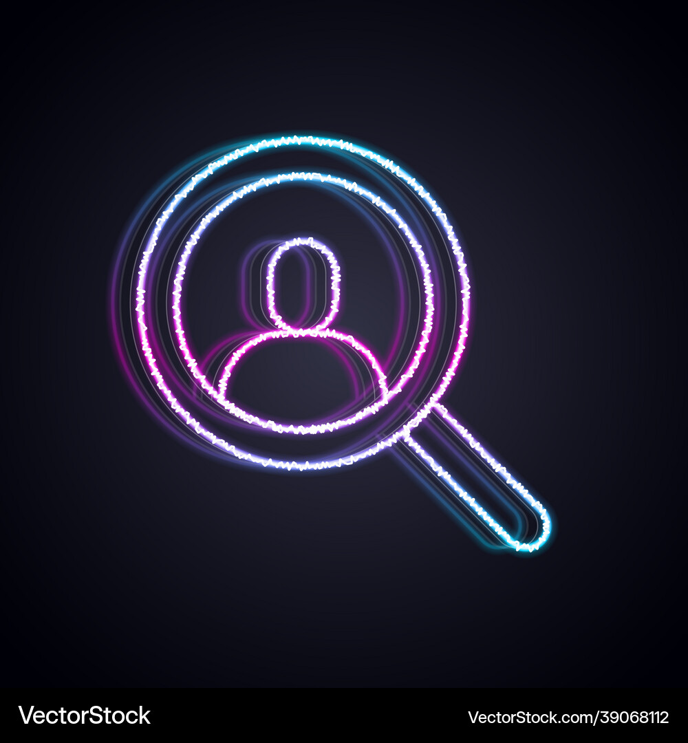 Glowing neon line magnifying glass for search Vector Image