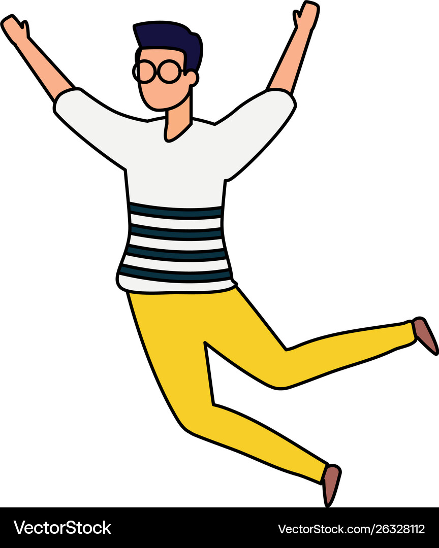 Happy man celebrating arms up Royalty Free Vector Image