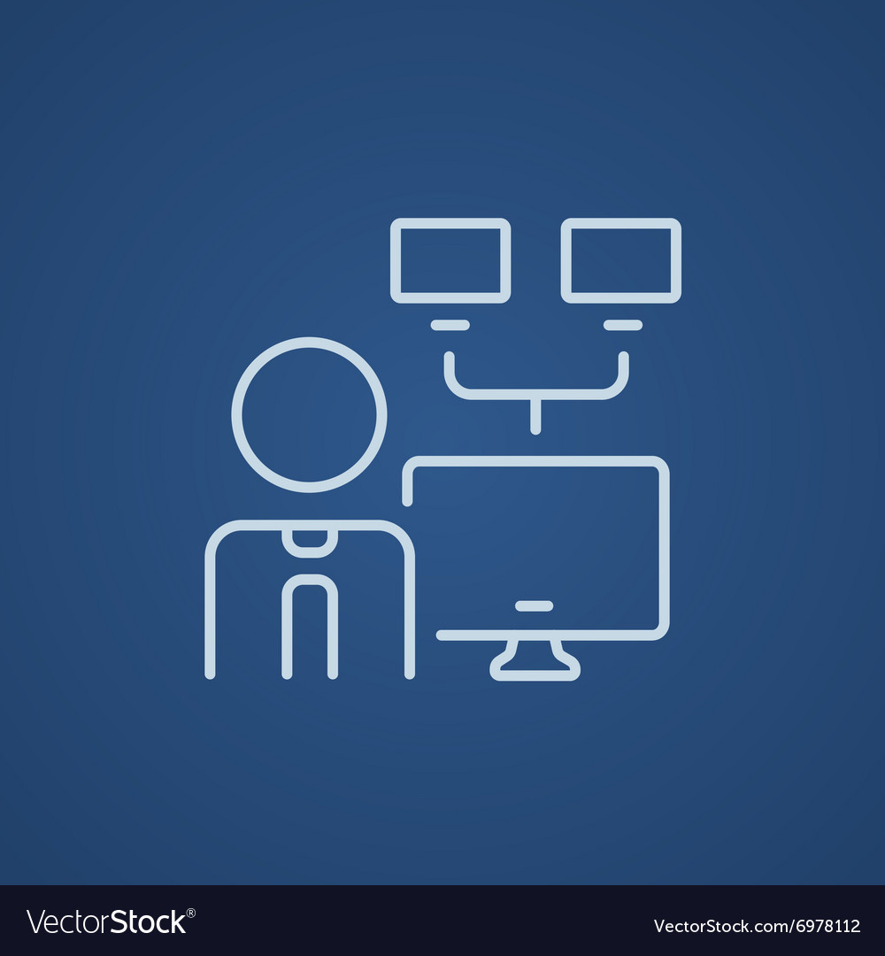 Network administrator line icon Royalty Free Vector Image