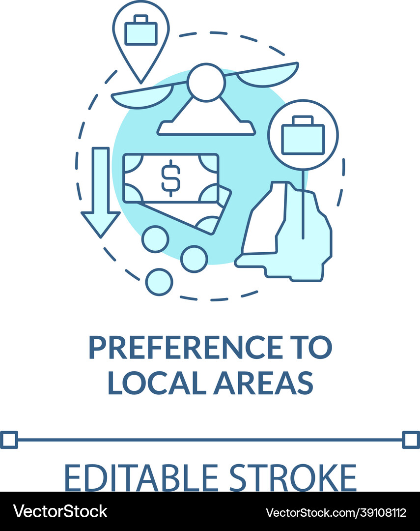 Preference to local areas blue concept icon Vector Image