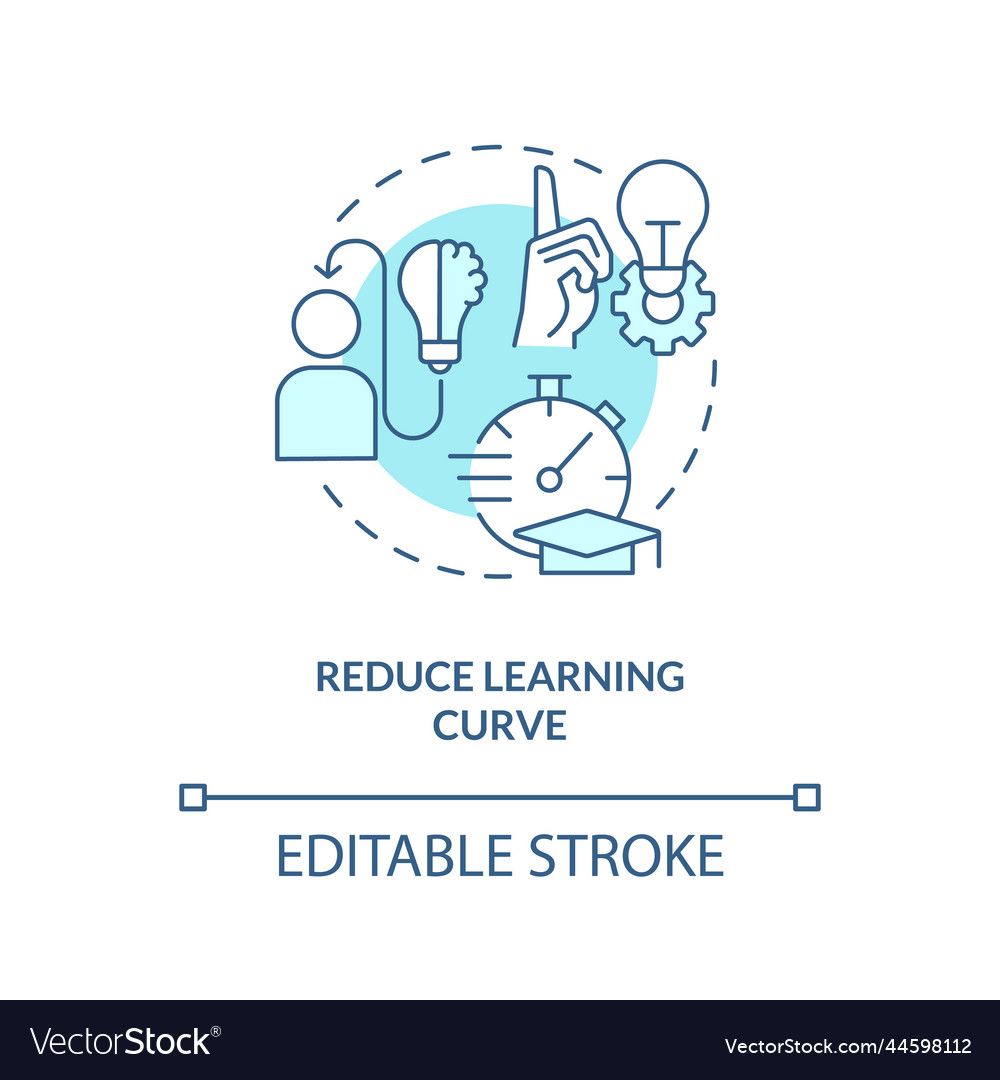 Reduce learning curve turquoise concept icon Vector Image