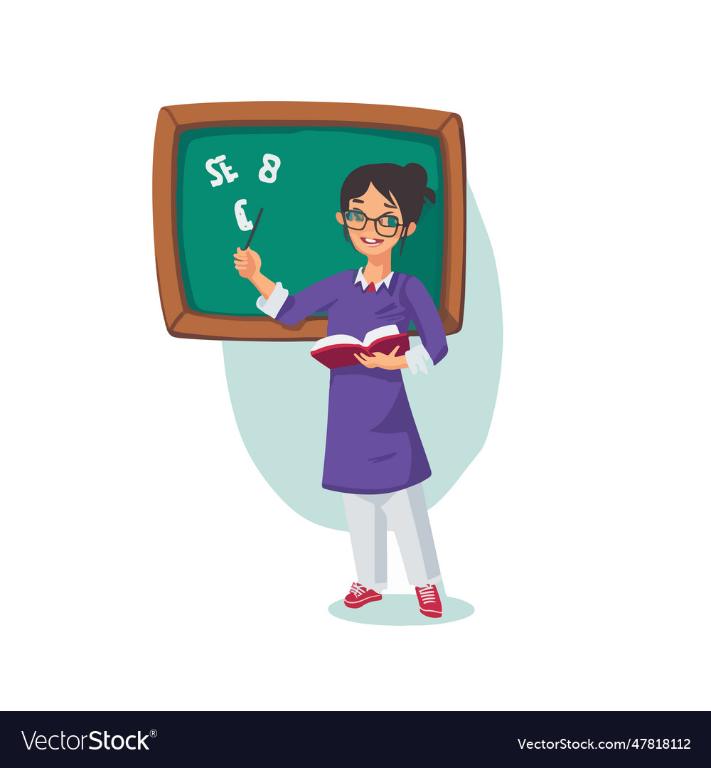 School teacher with green Royalty Free Vector Image