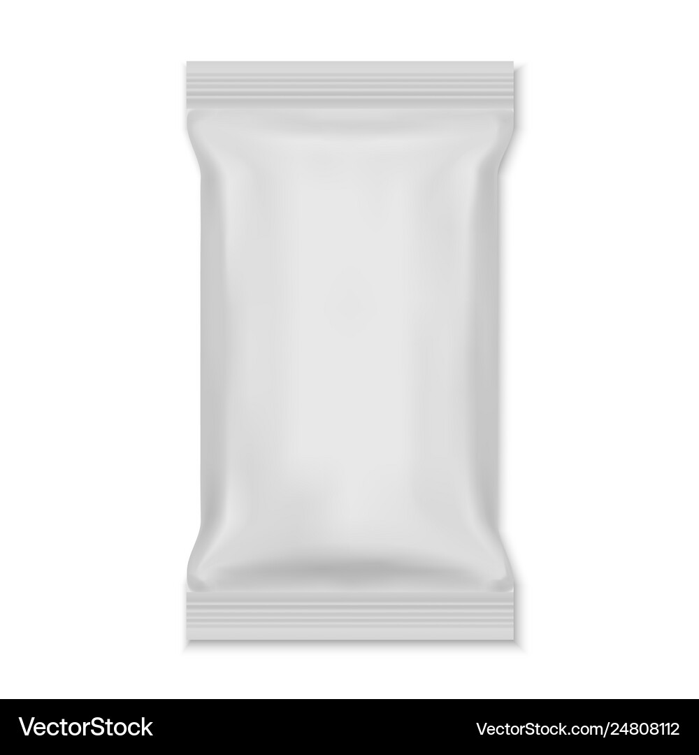 White blank foil food bag packaging Royalty Free Vector