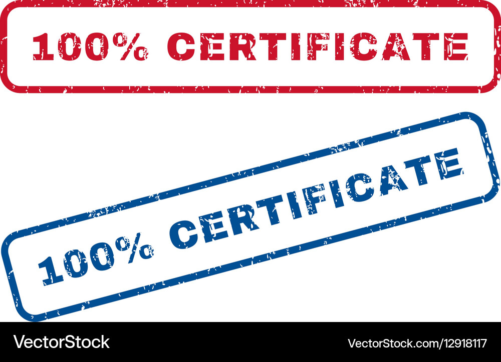 100 percent certificate rubber stamps Royalty Free Vector