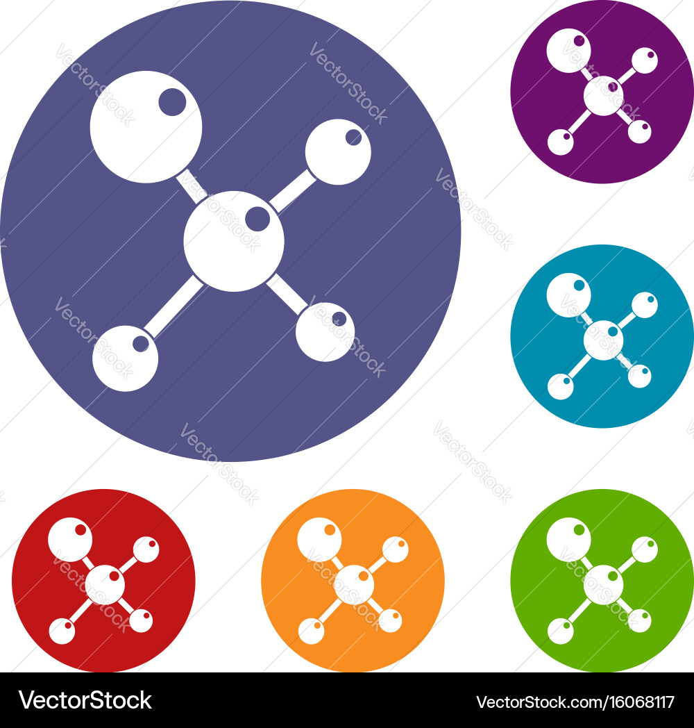Chemical and physical molecules icons set Vector Image