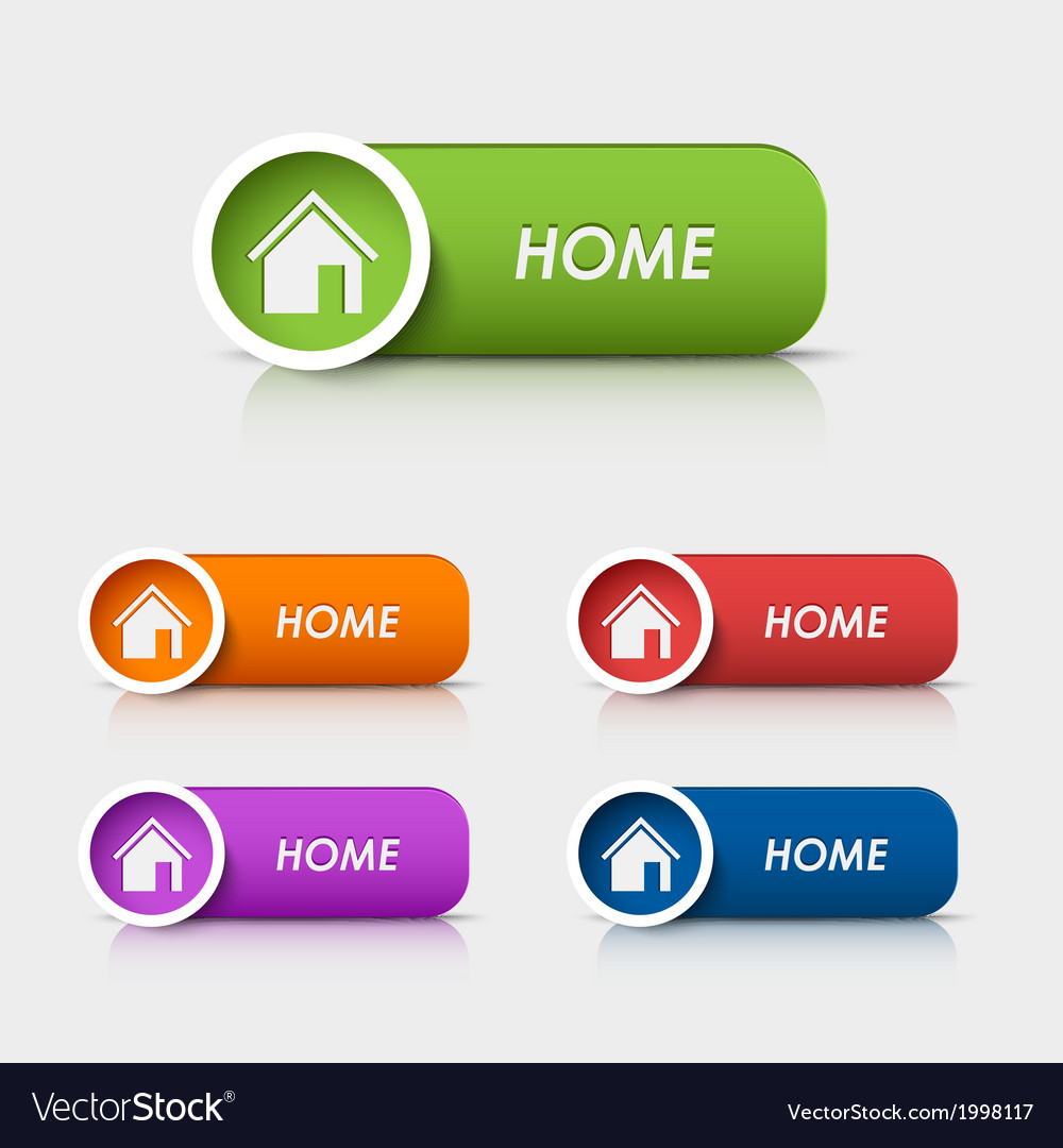 Colored rectangular web buttons home Royalty Free Vector Colored rectangular web buttons home Royalty Free Vector