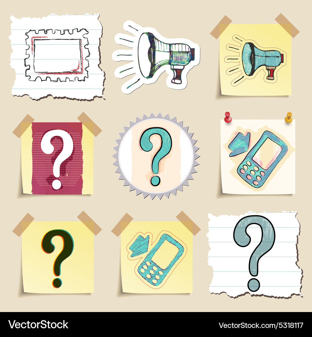 Communication icons set hand drawn and isolated Vector Image