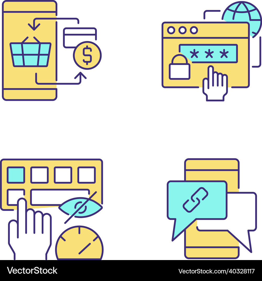 Dealing with digital technology rgb color icons Vector Image