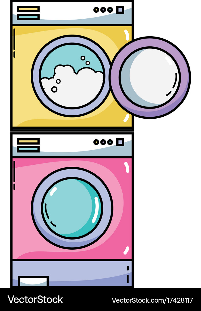 Electronic washing machine and dryer to clean Vector Image