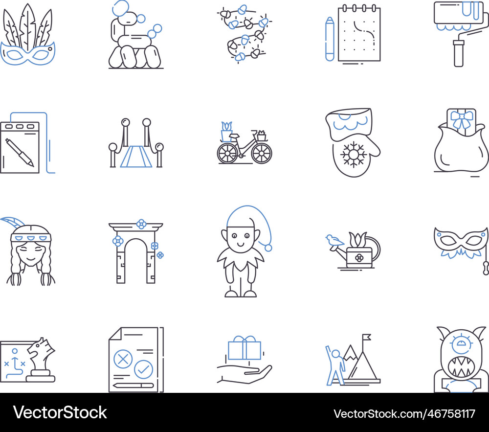Hobbies and learning outline icons collection Vector Image