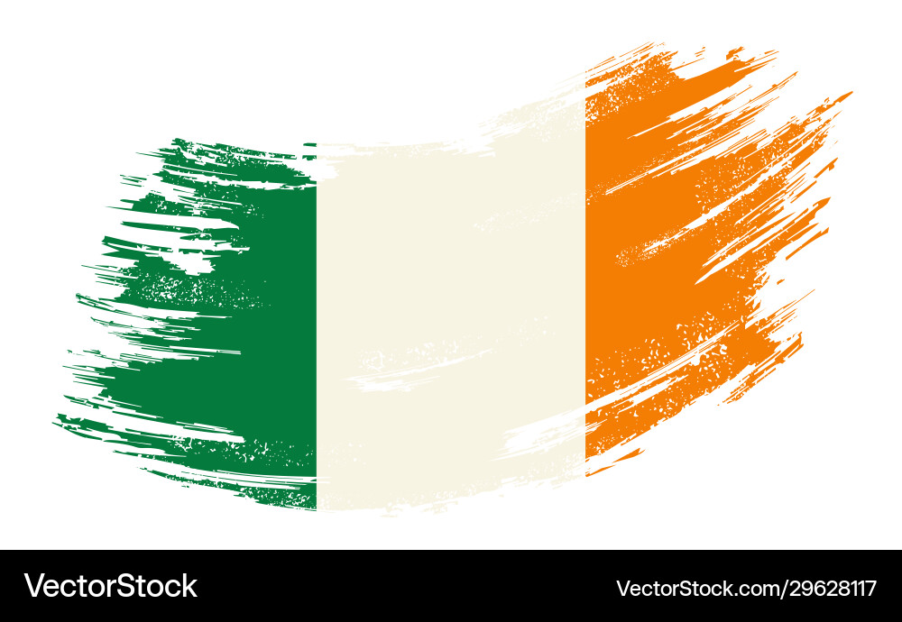 Irish flag grunge brush background Royalty Free Vector Image