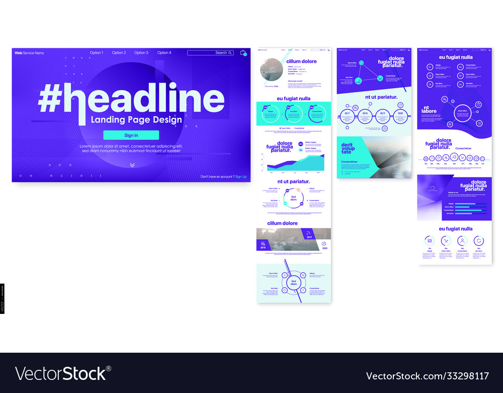 Landing page design from website web ui ux design Vector Image