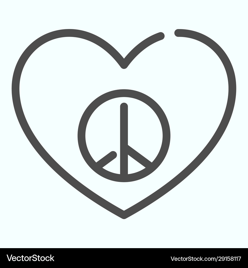 Peace sign in heart shape line icon pacific Vector Image