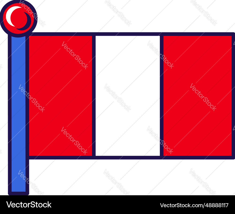Peru republic national flag on flagpole Royalty Free Vector