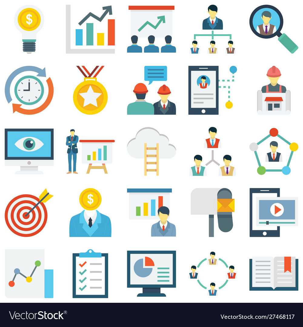 Project management colored icons set every Vector Image