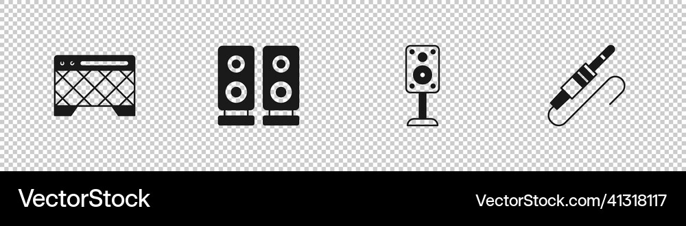 Set guitar amplifier stereo speaker and audio Vector Image