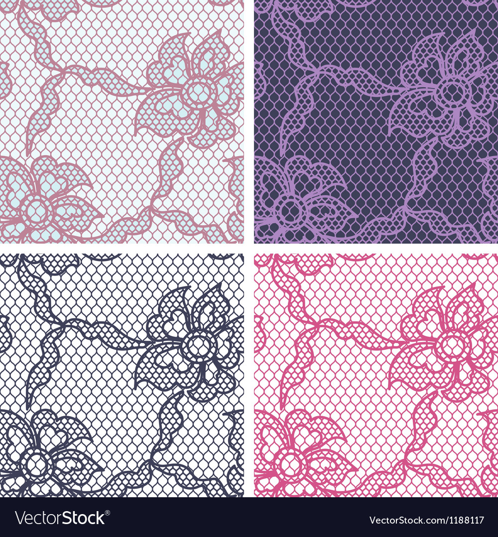 Set of lace seamless patterns with abstract Vector Image