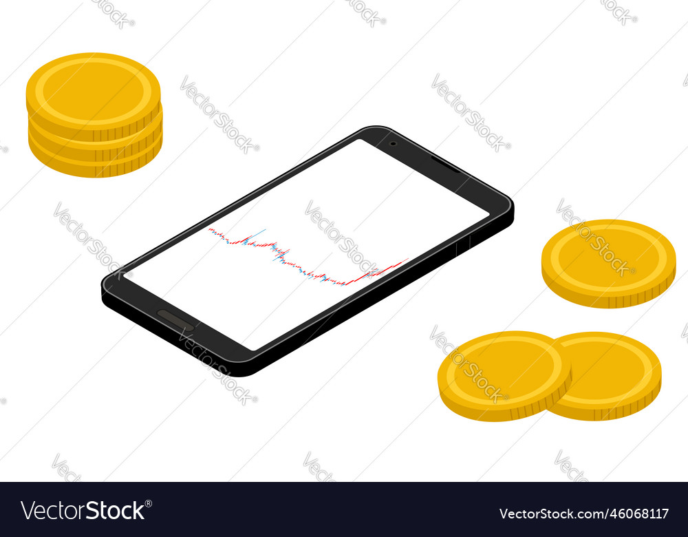 Smartphone screen showing rising chart virtual Vector Image
