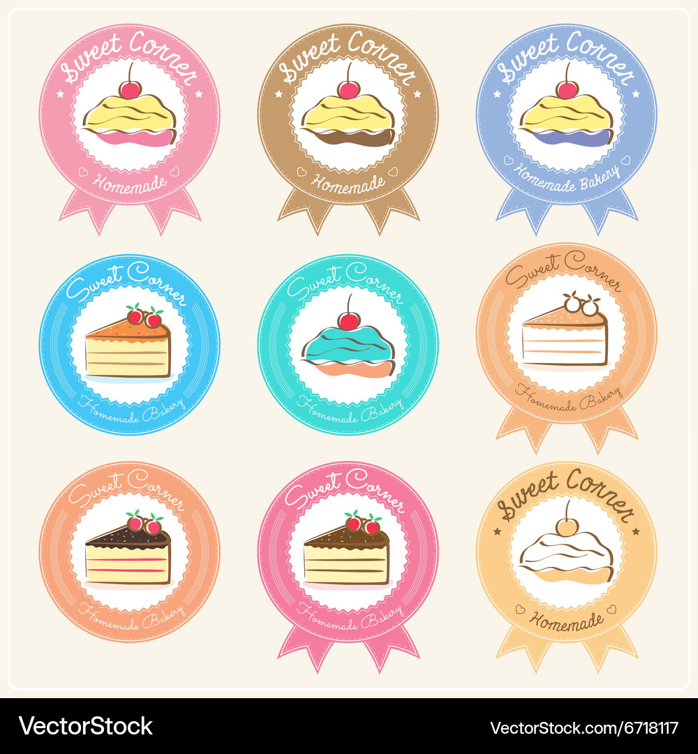 Sweet bakery badge label and logo Royalty Free Vector Image