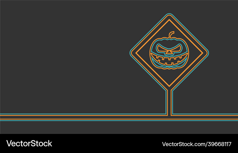 Warning road sign with pumpkin head icon Vector Image