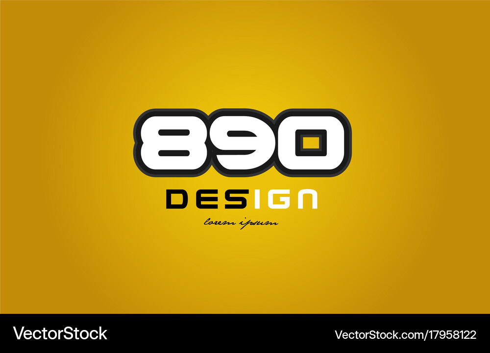 890 number numeral digit white on yellow Vector Image