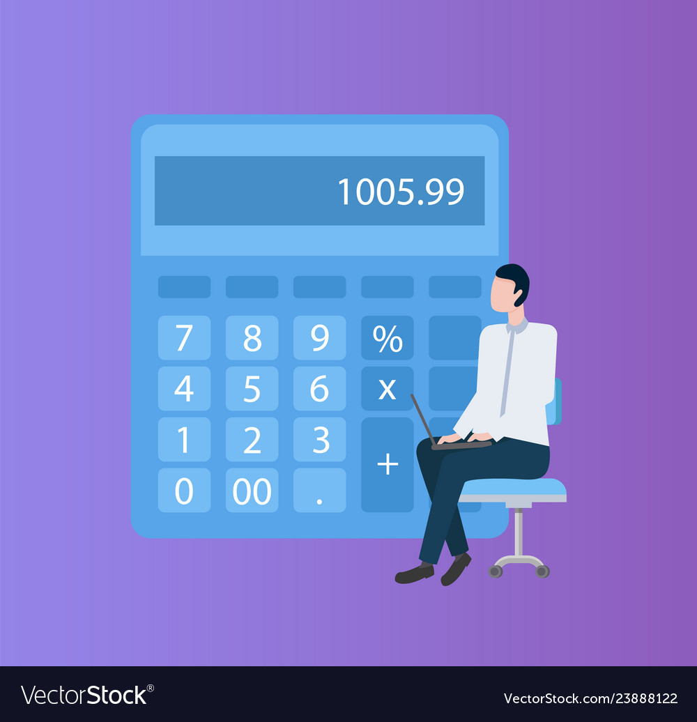 Accountant doing electronic counting laptop Vector Image