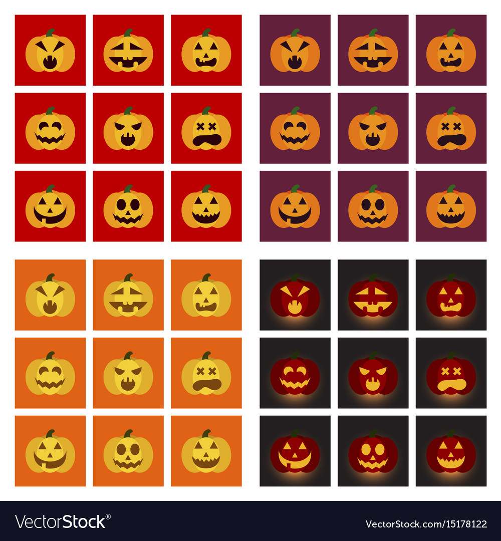 Assembly flat icons halloween emotion pumpkin Vector Image