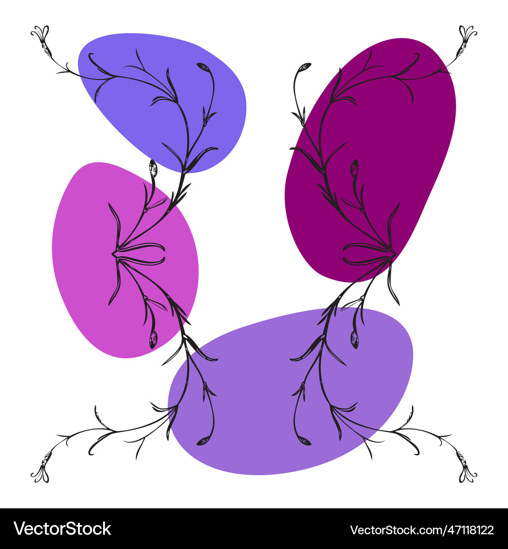 Botanical hand drawn wildflower on color patch Vector Image