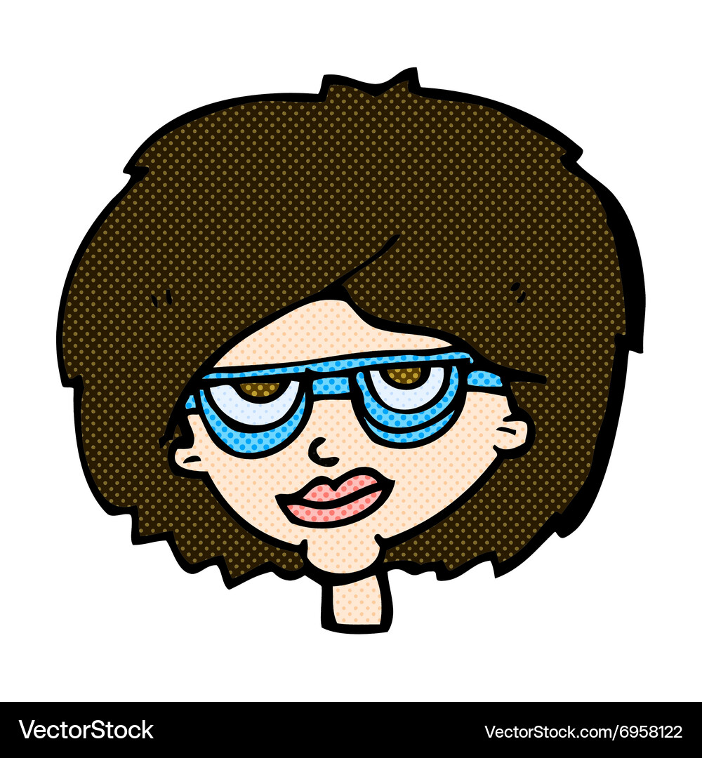 Comic cartoon woman wearing spectacles Royalty Free Vector
