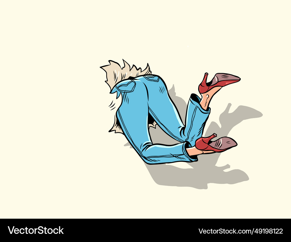 Girl is stuck in the canvas empty space Royalty Free Vector