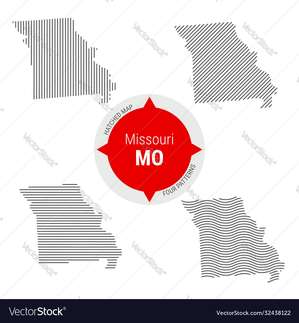 Hatched Pattern Map Missouri Stylized Simple Vector Image