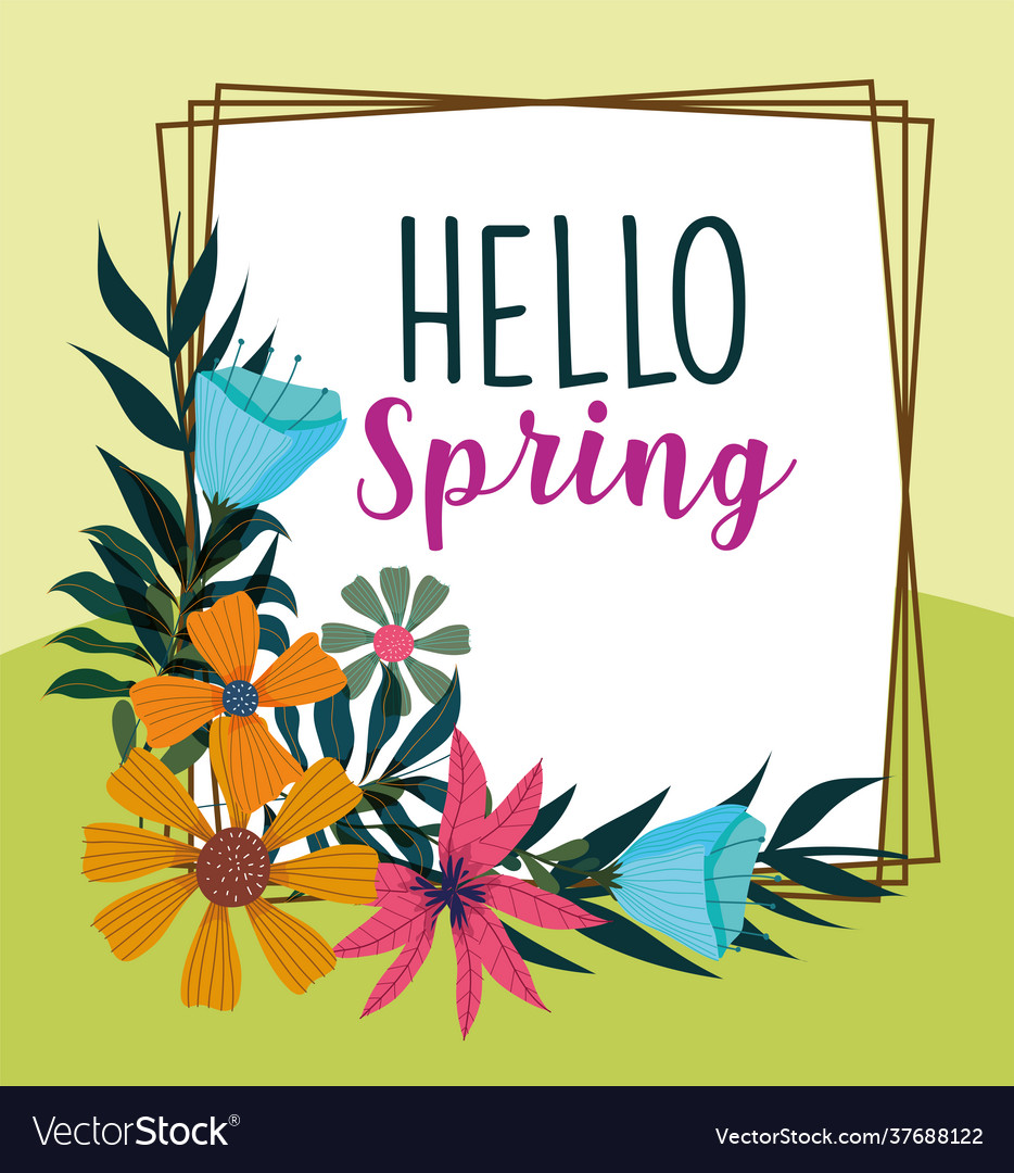 Hello spring poster Royalty Free Vector Image - VectorStock