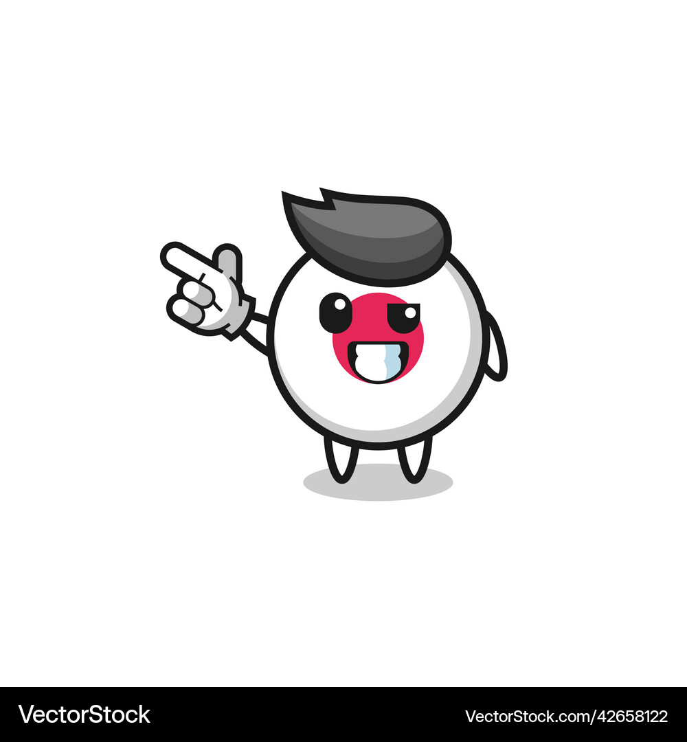 Japan flag mascot pointing top left Royalty Free Vector
